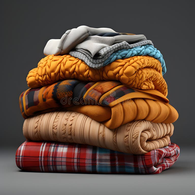 Stack of Folded Clothes Sitting on Top Stock Photo - Image of wardrobe ...