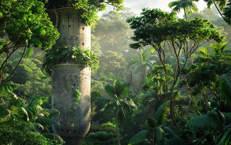 Hyper Realistic Rendering of a Carbon Capture Tower Towering Above a ...