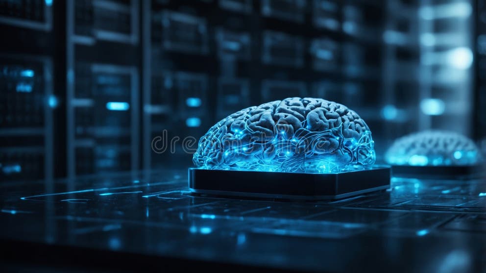 Neural Network Brain: Hyper-realistic, Server Room, AI Technology Stock ...