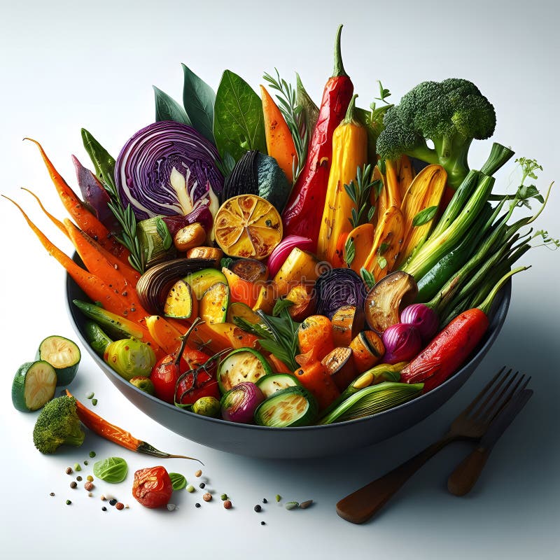 Hyper Realistic Roasted Vegetables with Vibrant Colors and Unique ...