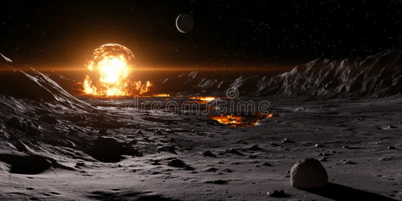 A Hyper-realistic Scene of an Asteroid Impact, with a Fiery Explosion ...