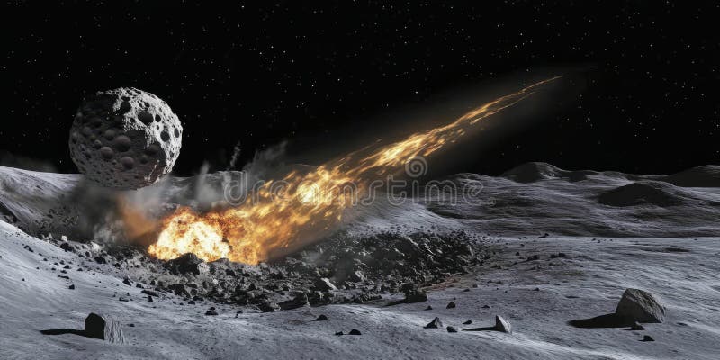 A Hyper-realistic Scene of an Asteroid Impact, with a Fiery Explosion ...