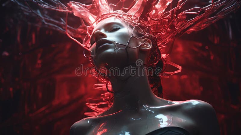 Hyper-realistic Sci-fi Artwork of Shocked Ruby Creature Portrait Stock ...