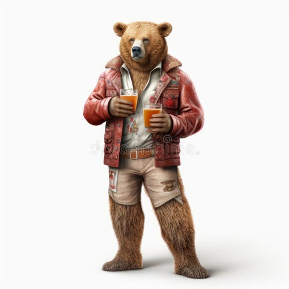 Hyper-realistic Sci-fi Bear Dressed for a Beer Stock Illustration ...