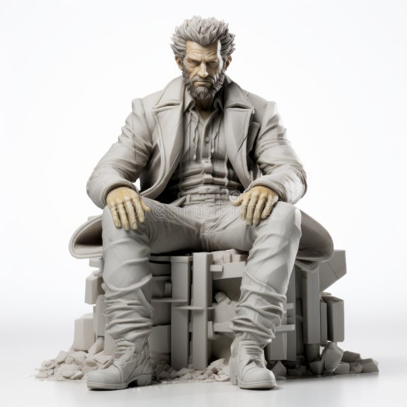 Realistic 3d Statue of Logan Sitting on Ajs - Hyper-detailed Resin ...