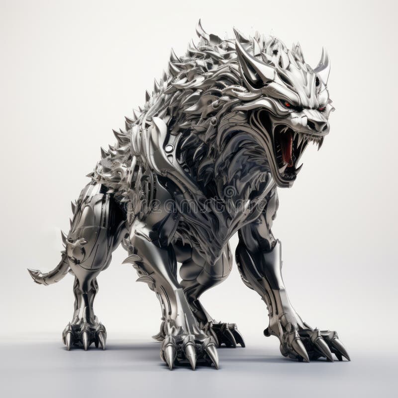 Silver Wolf 3d Illustration: Sculptural Chaos with Metallic Finishes ...