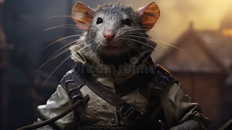 Hyper-realistic Sci-fi Rat in Old Style Outfit Stock Illustration ...