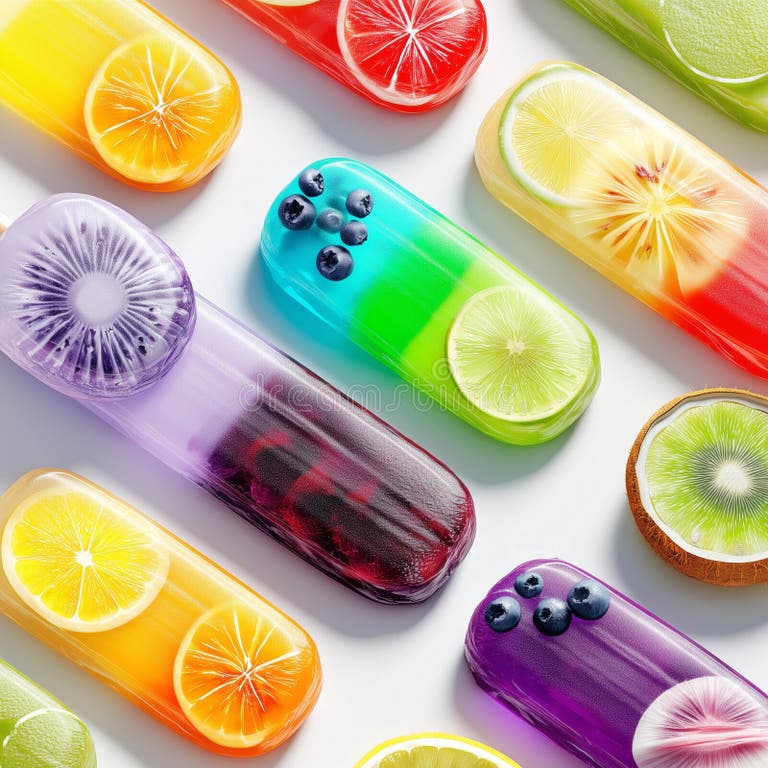 Hyper-realistic Seamless Pattern of Assorted Popsicles with Chocolate ...