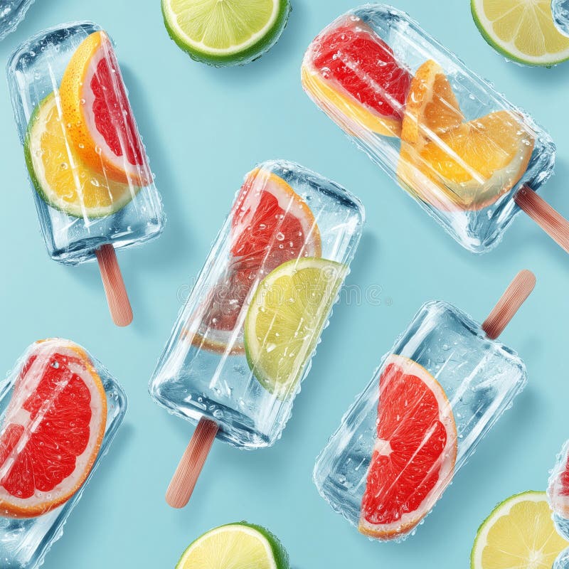 Hyper-realistic Seamless Pattern of Assorted Popsicles with Chocolate ...