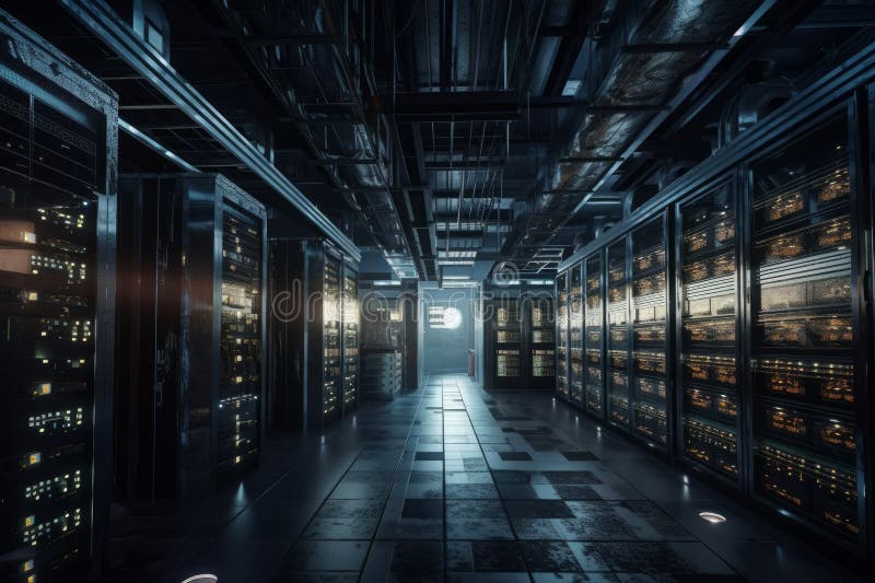 Hyper-Realistic Space Server Farm: Cloud Storage & God Rays Stock ...