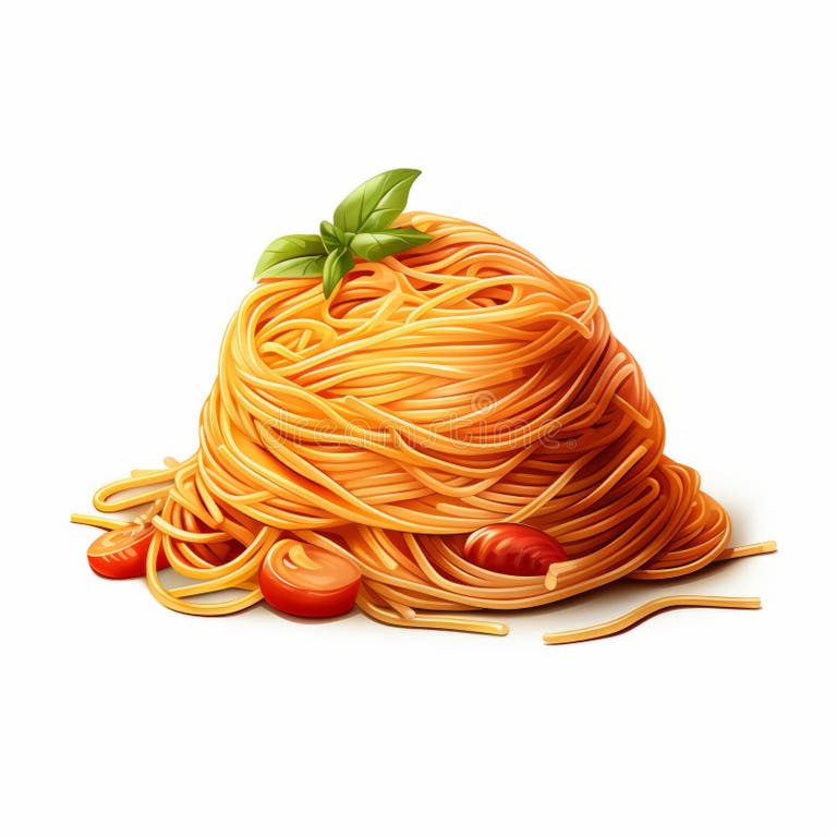 Hyper-realistic Spaghetti with Tomatoes Vector Art Stock Illustration ...