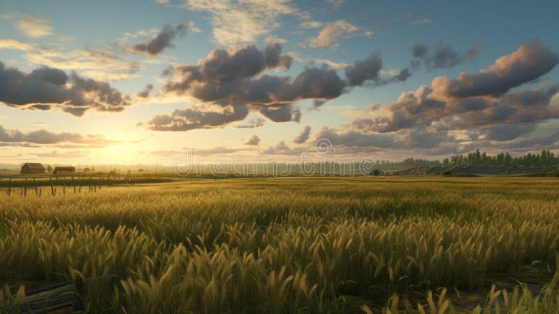 Hyper-realistic Sunrise in Wheat Field with Unreal Engine Rendering ...
