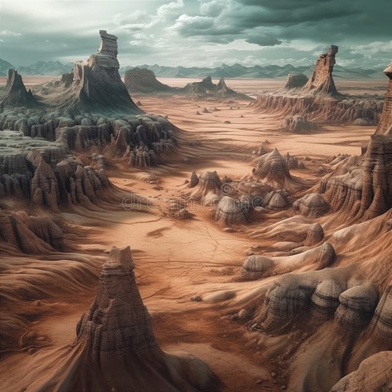 Hyper-realistic Surreal Desert Landscape. AI Generated Stock ...