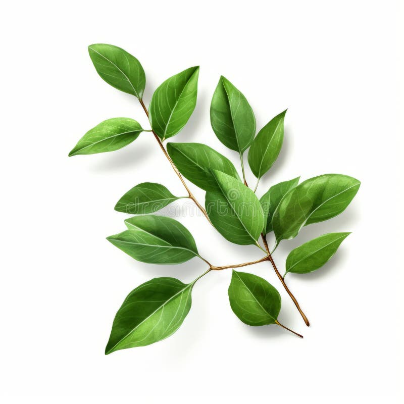 Hyper-realistic Vector Illustration of Green Leaves on White Background ...