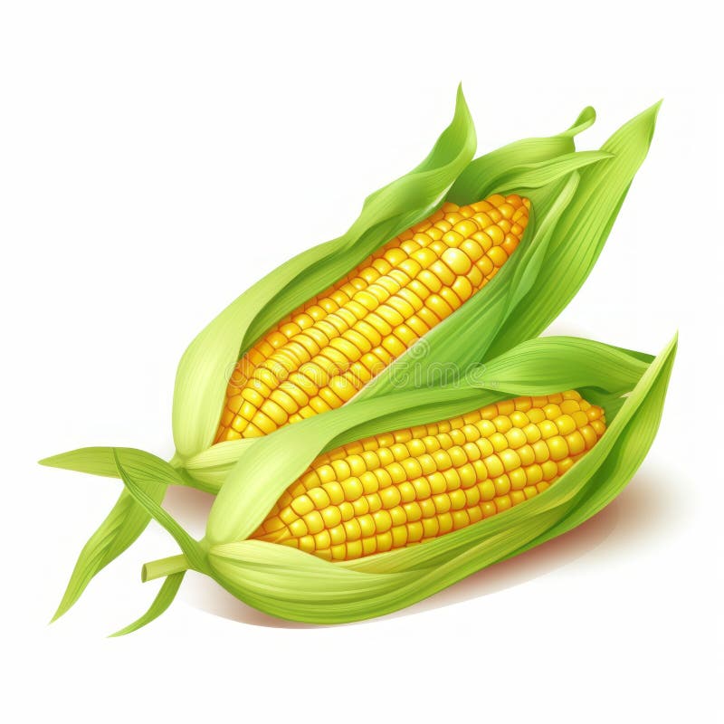 Hyper-realistic Vector Image of Vibrant Corn on White Background Stock ...