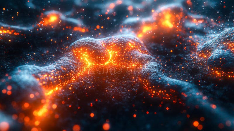 A Hyper-realistic View of Fiery Neuron-like Patterns Radiating Vibrant ...