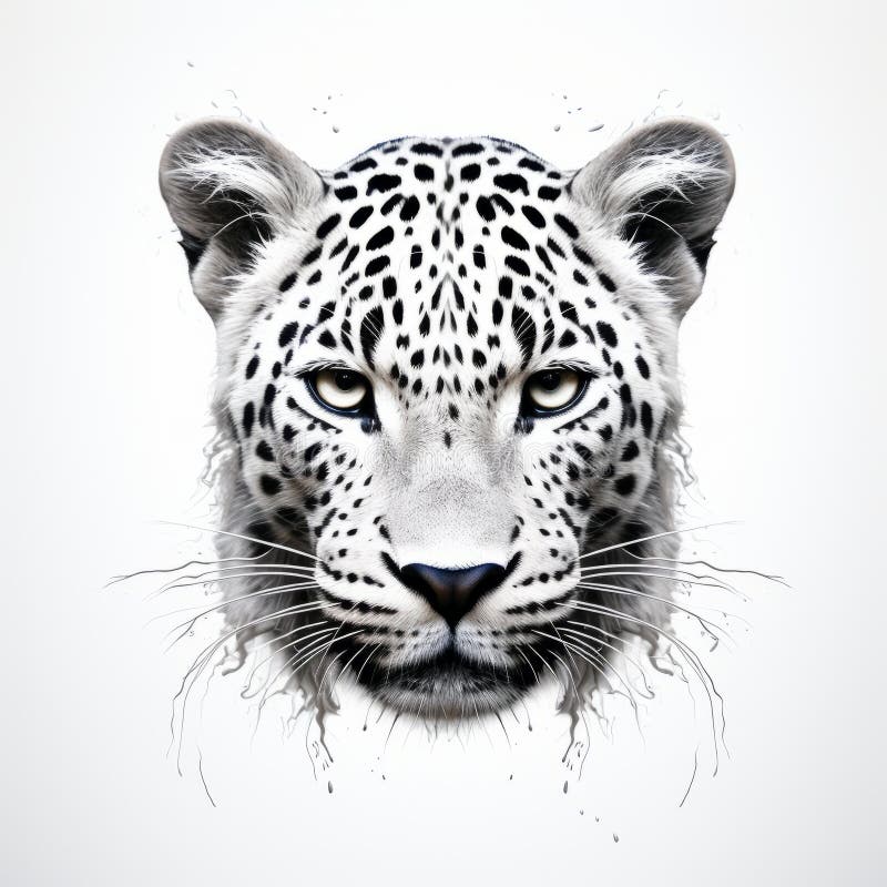 Leopard Head in White: Bold and Symmetrical Stock Illustration Stock ...
