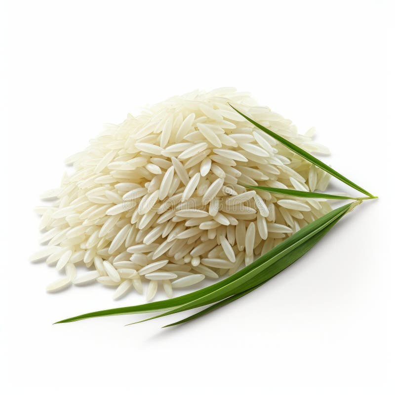 Hyper-realistic White Long Grain Rice on Isolated Background Stock ...