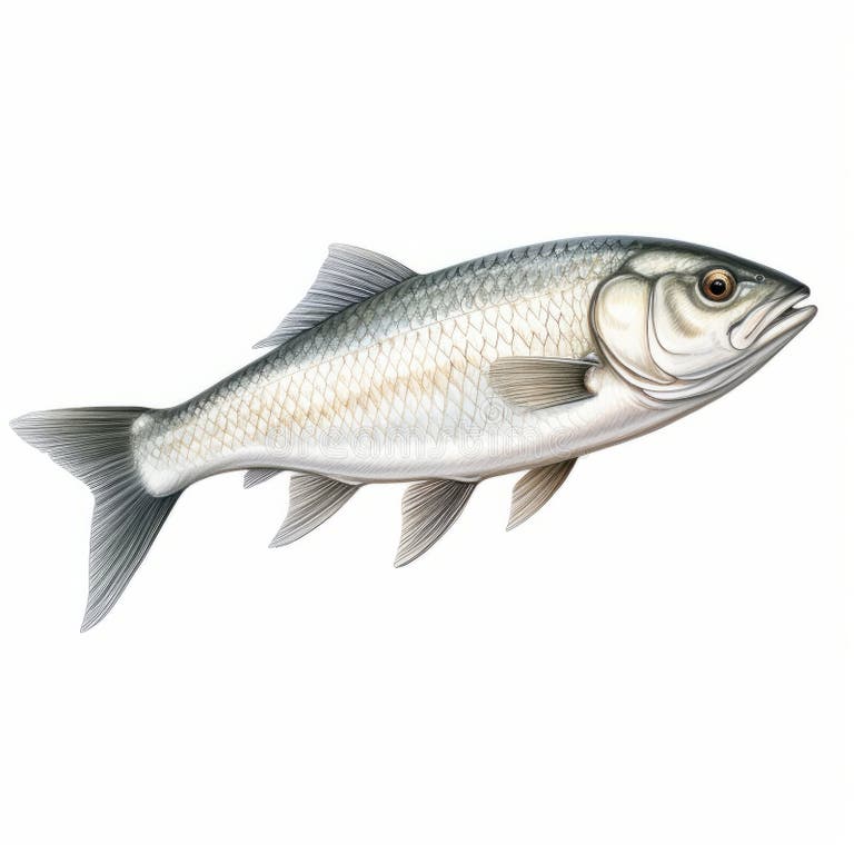 Hyper-realistic Whitefish Illustration on White Background Stock ...