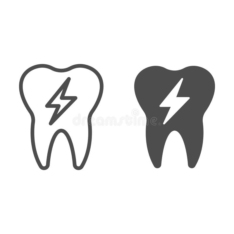 Hyper Sensitive Tooth Line and Solid Icon. Sick Teeth, Dental Problem ...