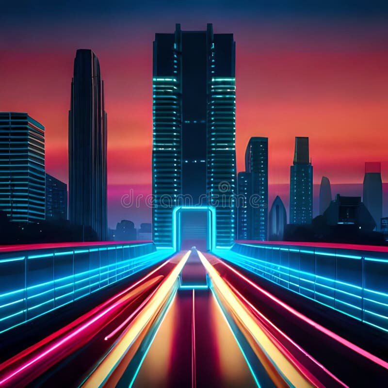 Hyper Speed Light in Modern World. Generative AI Stock Illustration ...