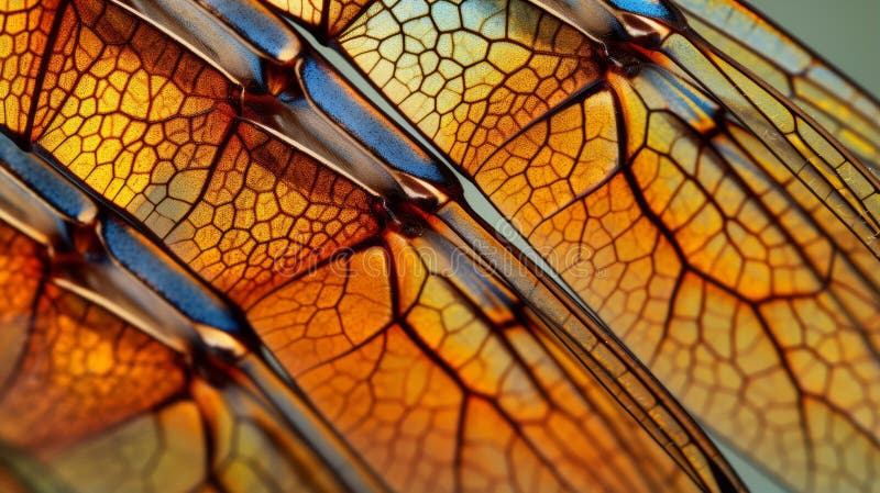 Hyper Zoom of a Dragonfly S Intricate Wing Patterns Stock Illustration ...