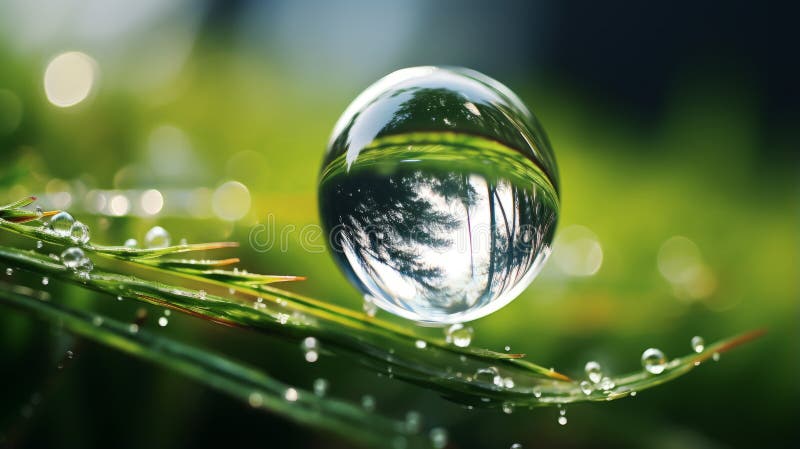Hyper Zoom Shot of a Crystal Clear Water Droplet Stock Illustration ...