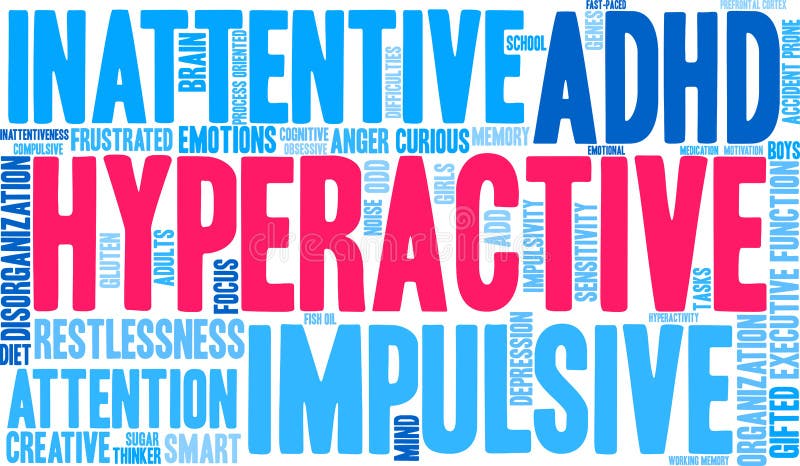 Hyperactive Word Cloud stock illustration. Illustration of ...