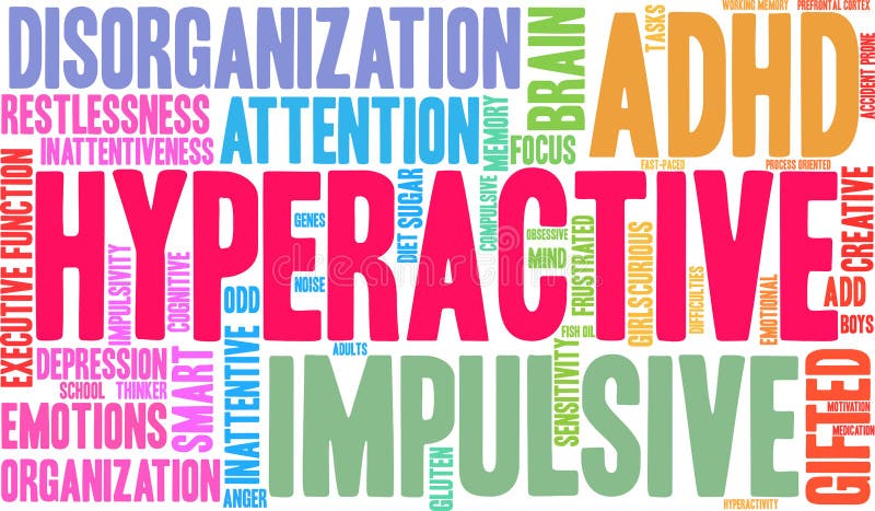 Hyperactive Word Cloud stock illustration. Illustration of ...