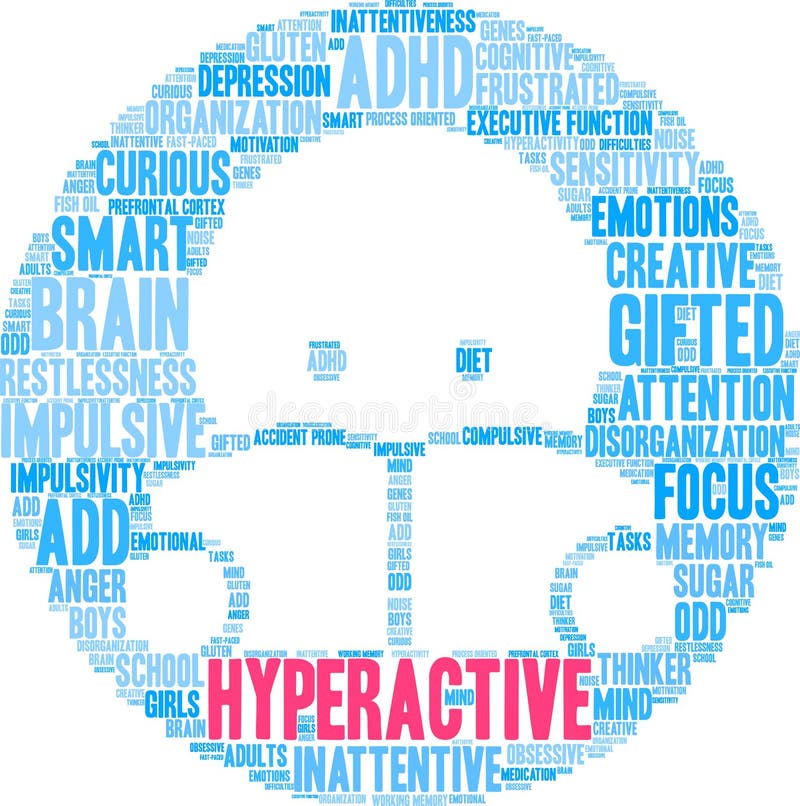 Hyperactive Word Cloud stock illustration. Illustration of diet - 103135911