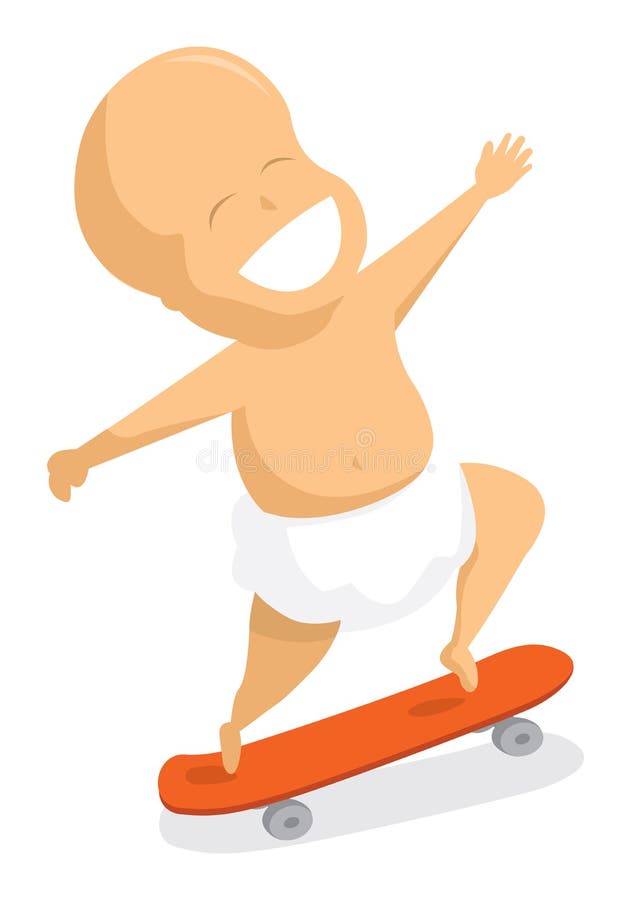 Hyperactive Baby Jumping on Skate Stock Vector - Illustration of vector ...