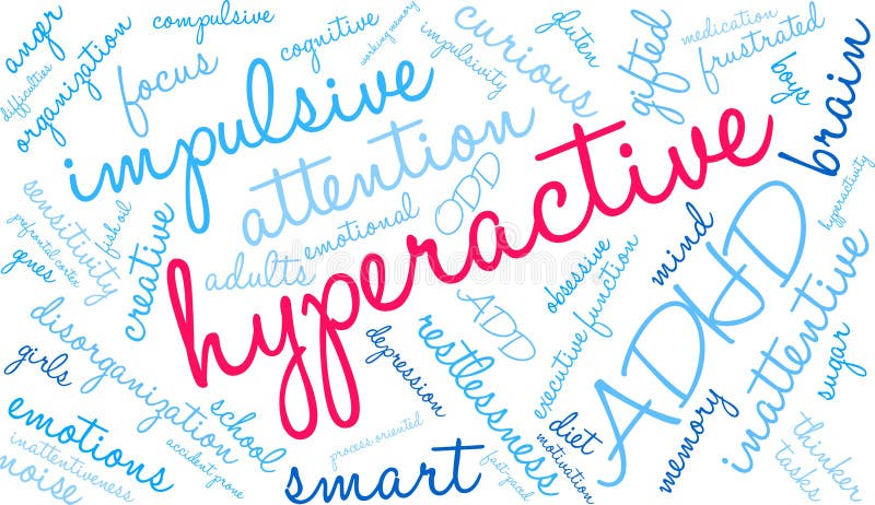 Hyperactive Word Cloud stock illustration. Illustration of diet - 103135911