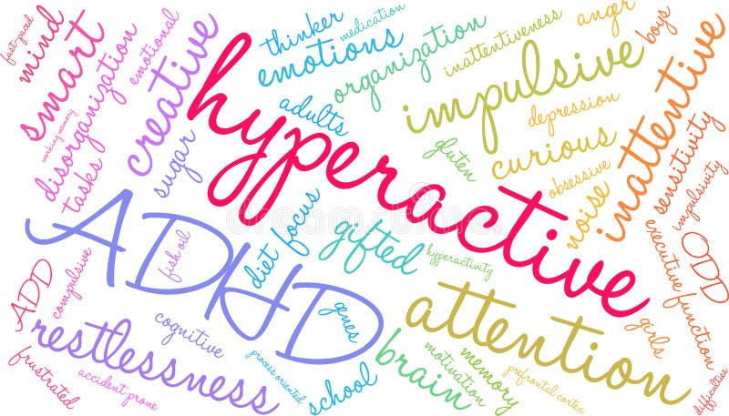 Hyperactive Word Cloud stock illustration. Illustration of anger ...