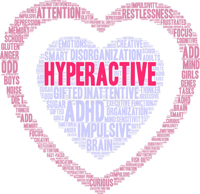 Hyperactive Word Cloud stock illustration. Illustration of disorganized ...
