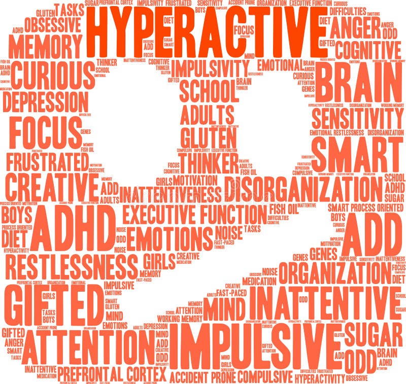 Hyperactive Word Cloud stock illustration. Illustration of medication ...