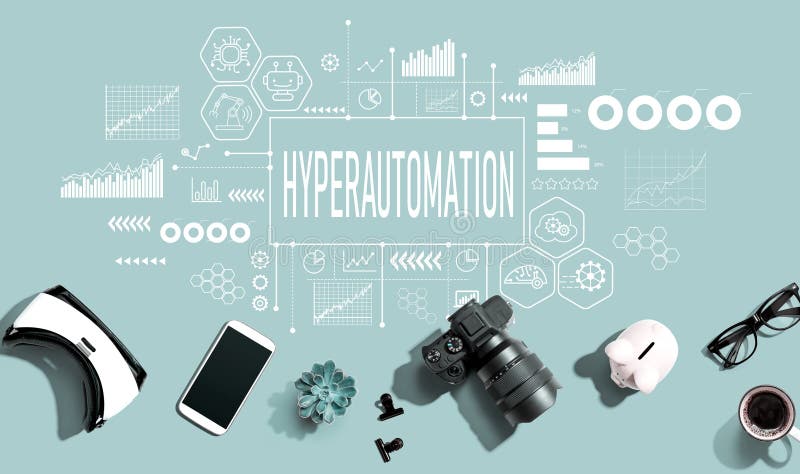Hyperautomation Theme with Electronic Gadgets and Office Supplies Stock ...
