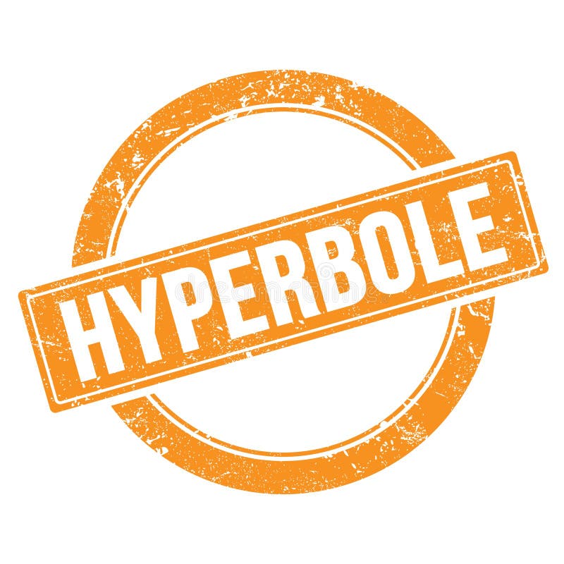 HYPERBOLE Text on Orange Grungy Round Stamp Stock Illustration ...