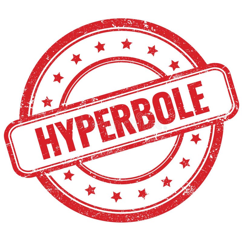 HYPERBOLE Text on Red Grungy Round Rubber Stamp Stock Illustration ...
