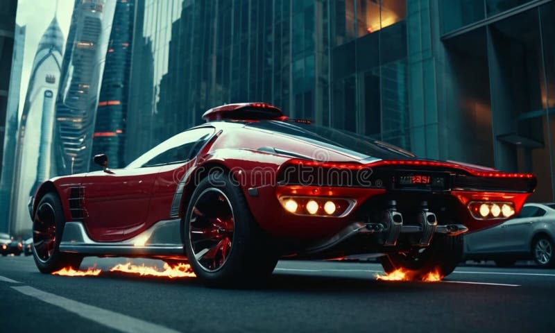 Hypercar Generated by AI with Red Light Stock Illustration ...