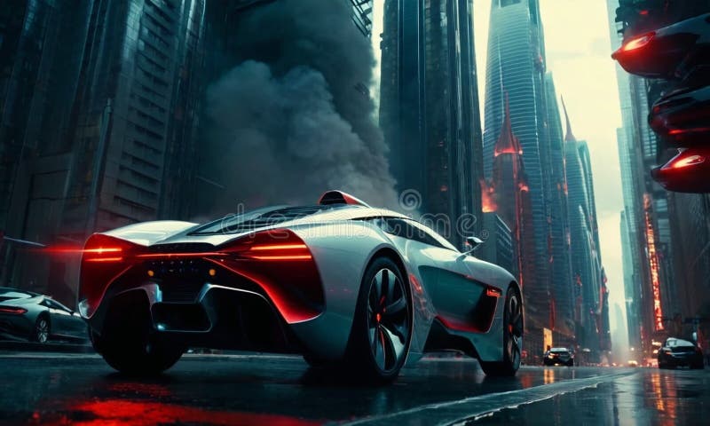 Hypercar Generated by AI with Red Light Stock Illustration ...