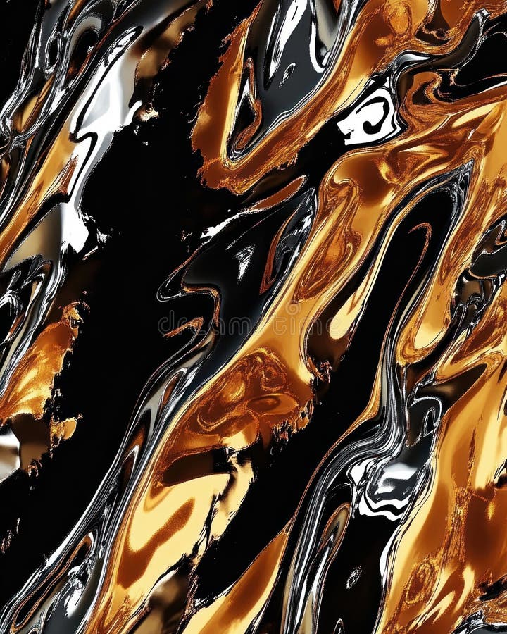 Hyperdetailed Liquid Chrome Tiger Stripes Void Black Tileable Stock ...