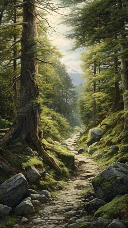 Hyperdetailed Pyrenees Mountains Landscape Painting AI Generated Stock ...