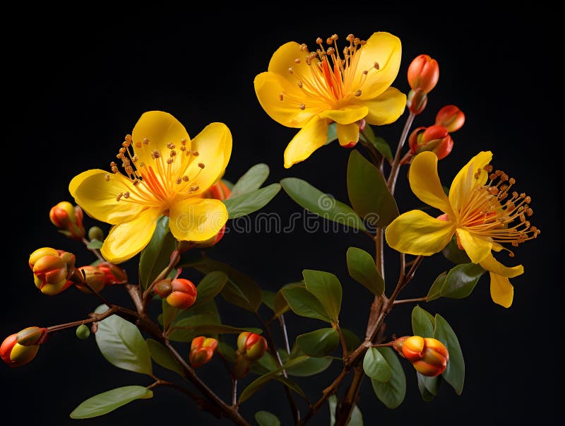 Hypericum Flower in Studio Background, Single Hypericum Flower ...
