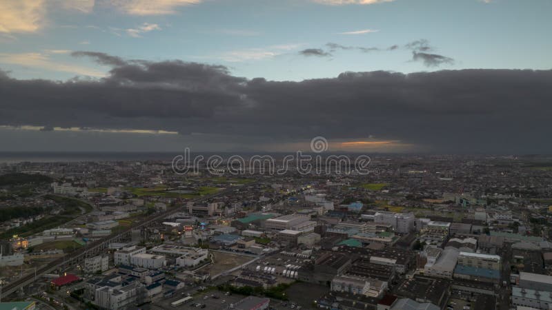 Hyperlapse: Sunset As Lights Come on in Sprawling Town by Bullet Train ...