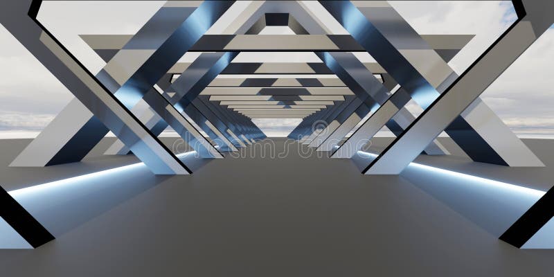 Hyperloop Cyberspace Pipe Sci Fi Corridor Neon Light Laser Tunnel ...