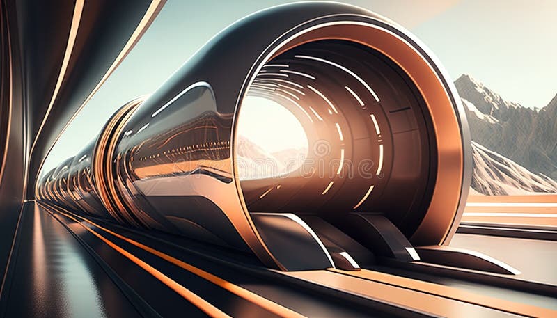 Hyperloop Futuristic Background Digital Art Illustration, Generative AI ...