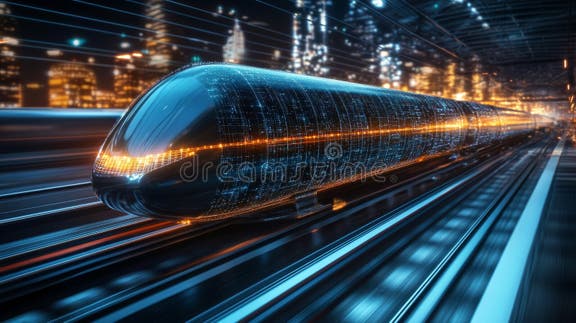 Hyperloop Pod, Future of Transportation, Smart City, Digital Network, Technology Illustration ...