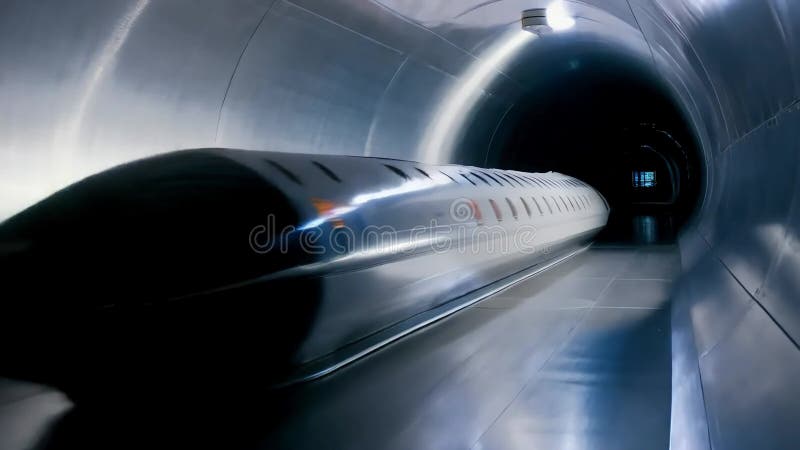 A Hyperloop Pod Racing Silently through a Vacuum Tube at Lightning ...