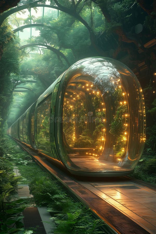 A Hyperloop Pod Station, Featuring Transparent Pods Ready To Launch ...