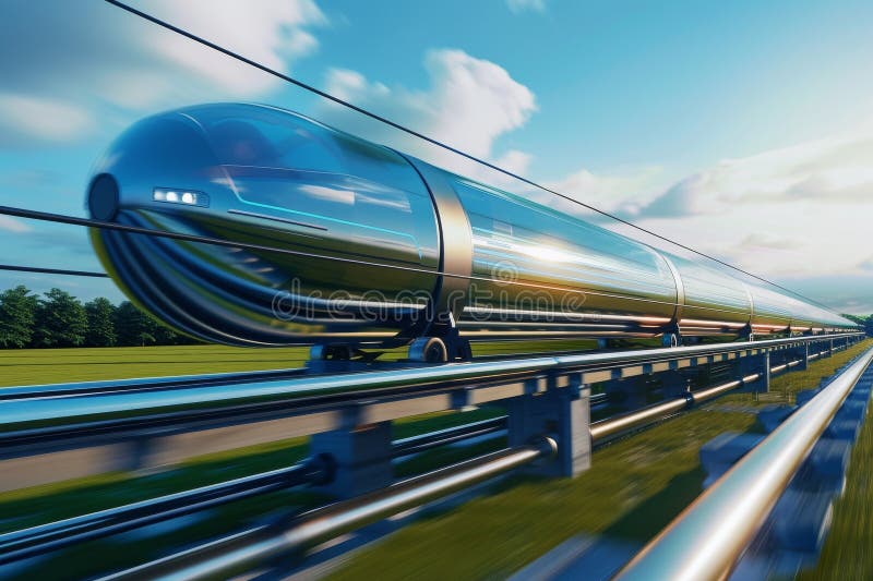 Hyperloop Train Racing through the Countryside Stock Illustration ...
